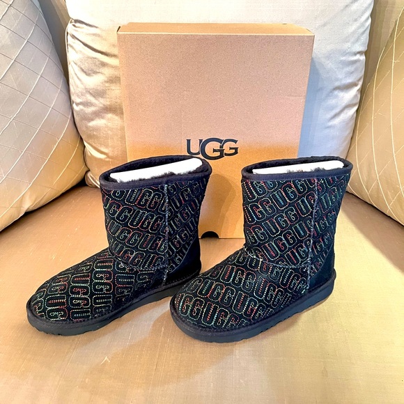 UGG | Shoes | Brand New Little Girl Black Ugg Boots With Embroidered ...